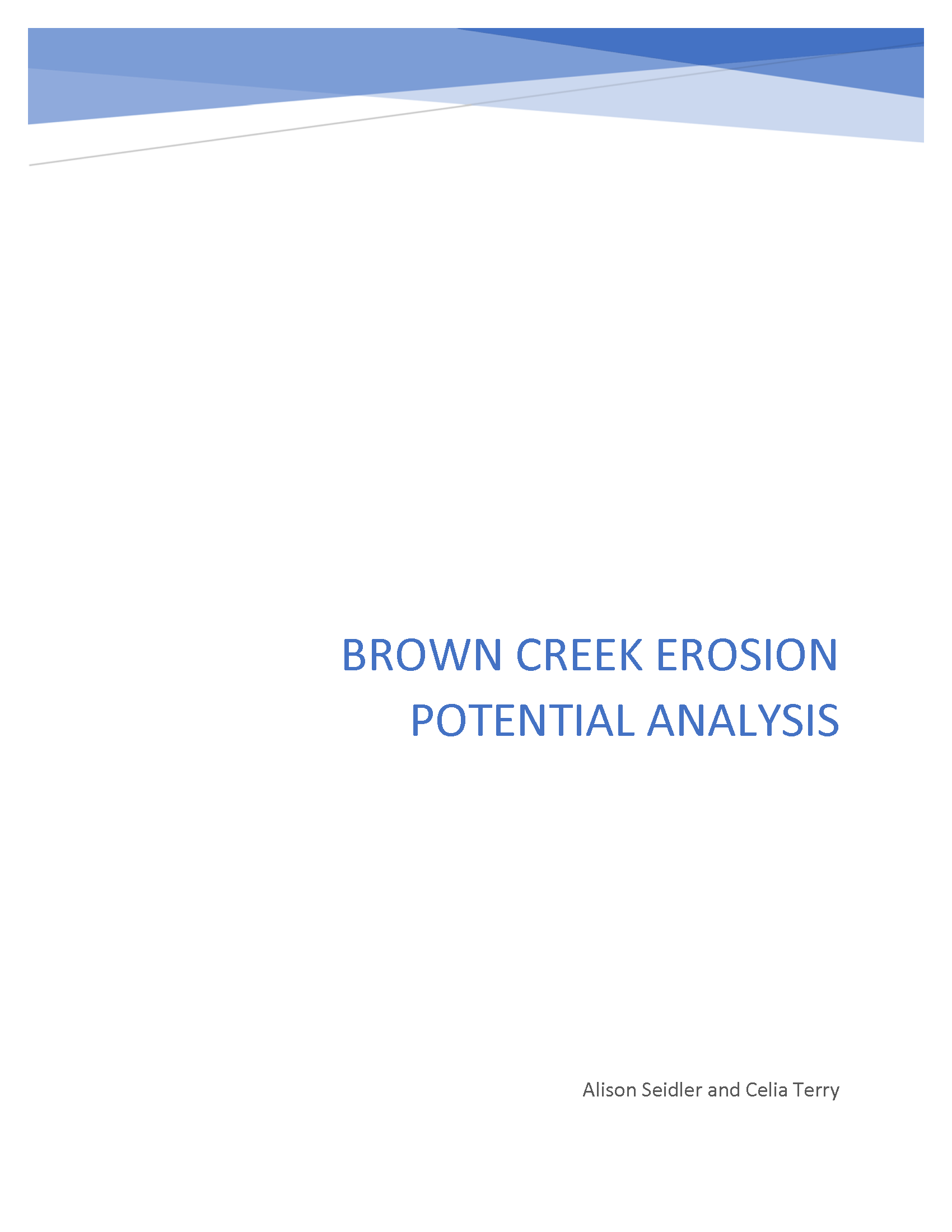 Brown Creek Erosion Potential Analysis – Sydenham River Watershed